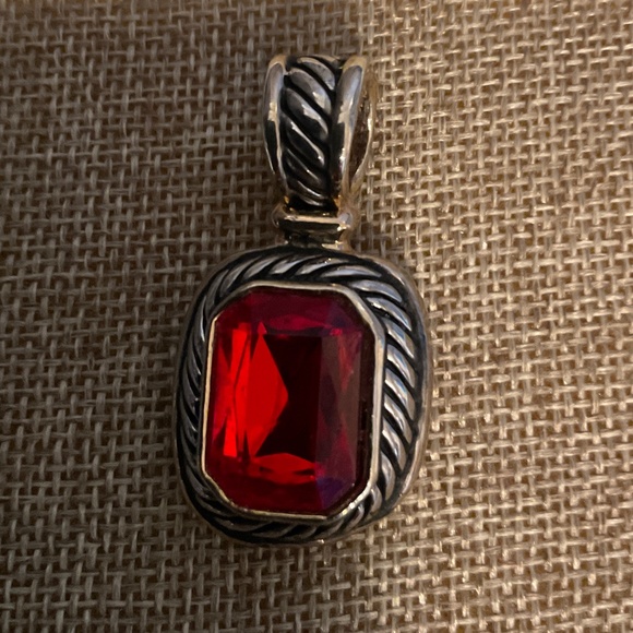 No Brand | Jewelry | Vintage Red Square Cut Stone Pendant In Silver ...